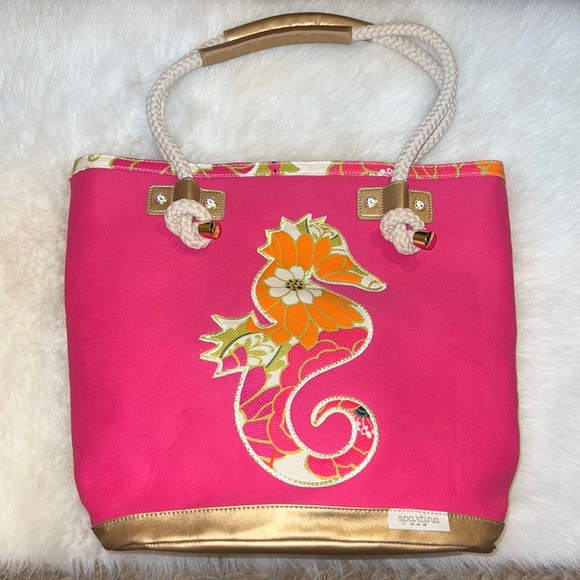 Spartina 449 | Bags | Beach Week Special Spartina 449 Linen Beach Bag Daufuskie Island Pink ...